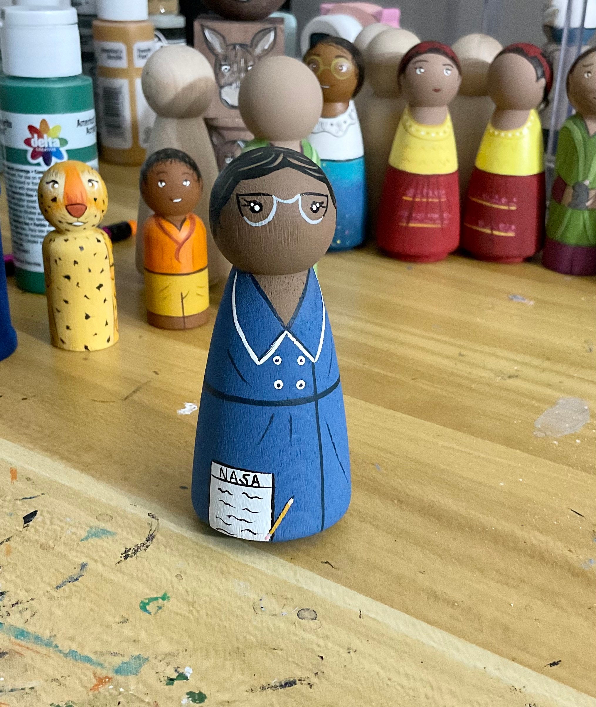 Katherine Johnson, Custom Wooden Peg Doll, Peg Doll, Custom Peg Family ...