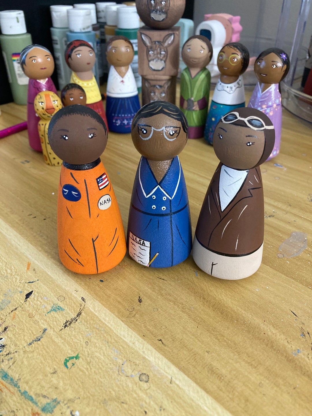 Black History Month, Black Figures in History, Custom Wooden Peg Doll ...