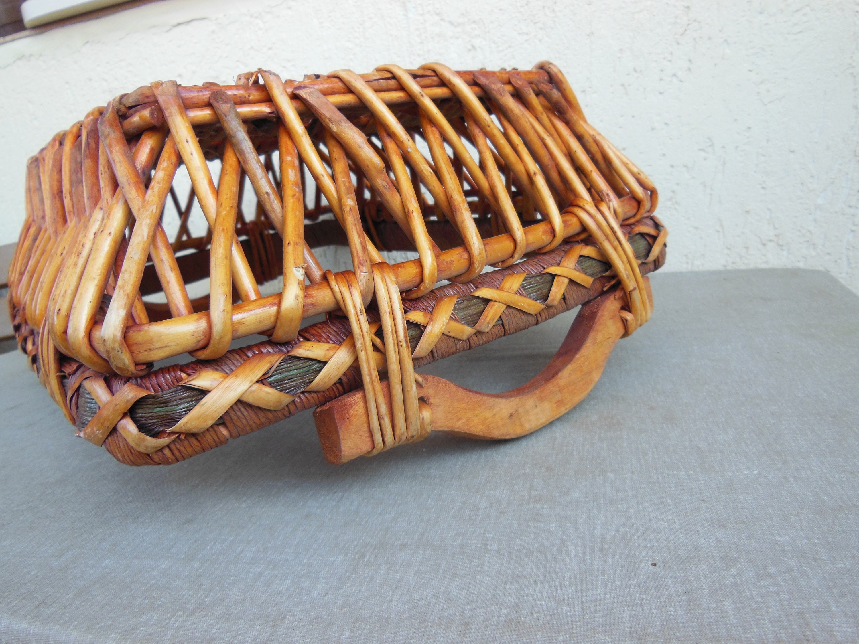 Basket , Vintage Large Paneer , Large Wicker Basket , Large Wooden ...