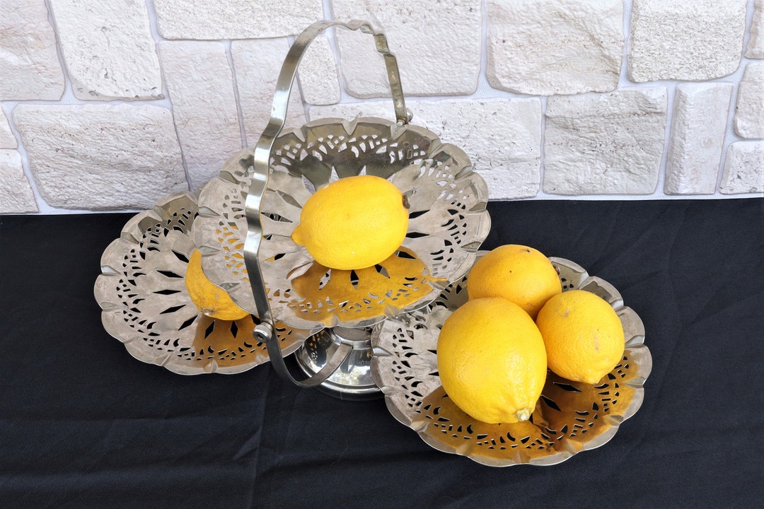 3 Vintage Fruit Stand , Seth Plate , Fruit Bowl , Rustic Decor , Party ...