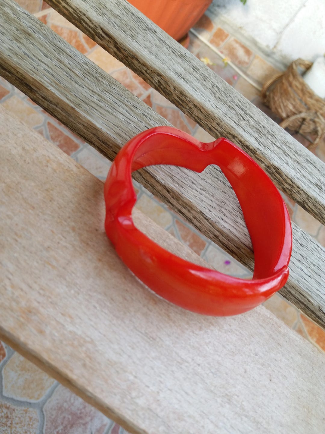 80s Retro Red Plastic Bracelet, Vintage Plastic Bracelet - Etsy