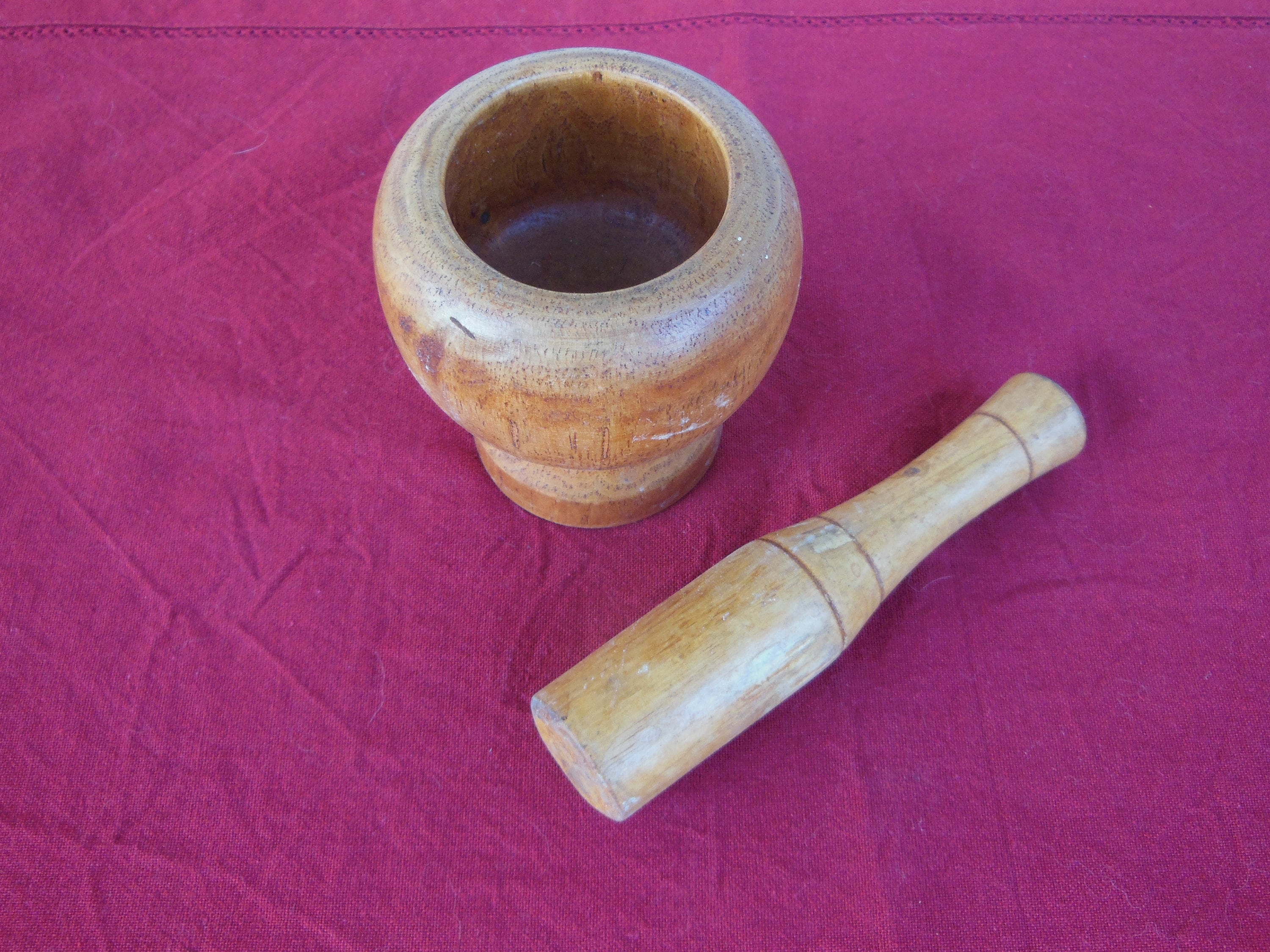 Vintage Wooden Mortar and Pestle, Handmade Hand Painted Decorative, KITCHEN WOOD ACCESSORIES, A ...