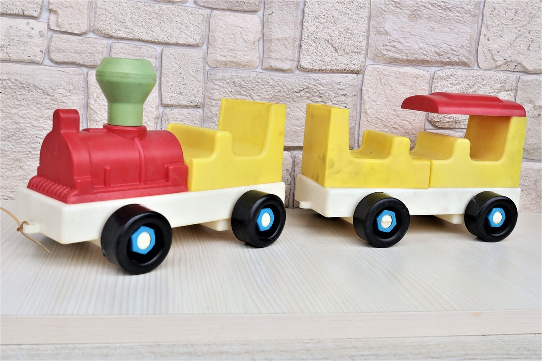Vintage Train , Vintage Plastic Train , Locomotive and Train Car ,color ...
