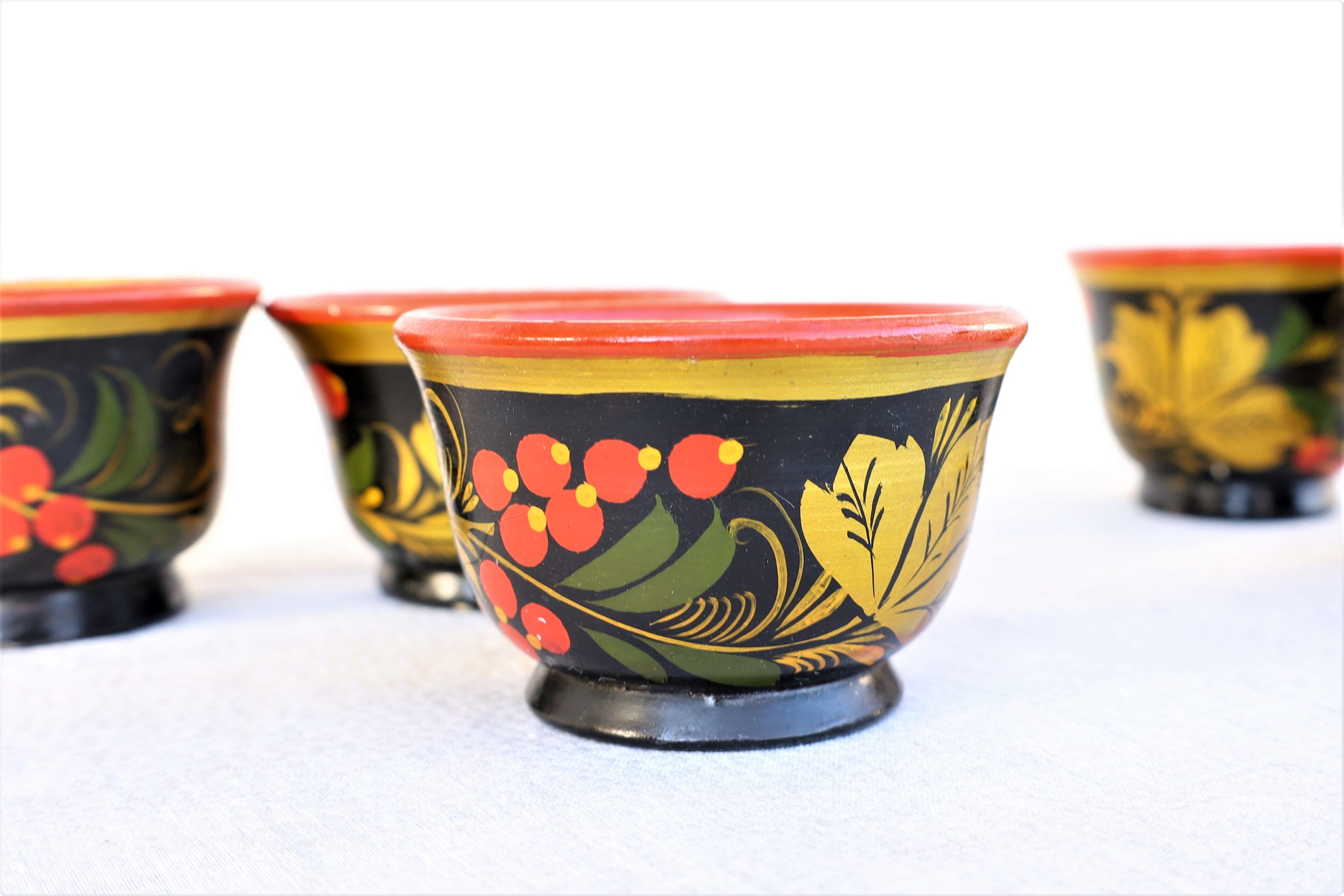 Set of Traditional Russian Wooden Cups Painted Wooden Cups - Etsy UK