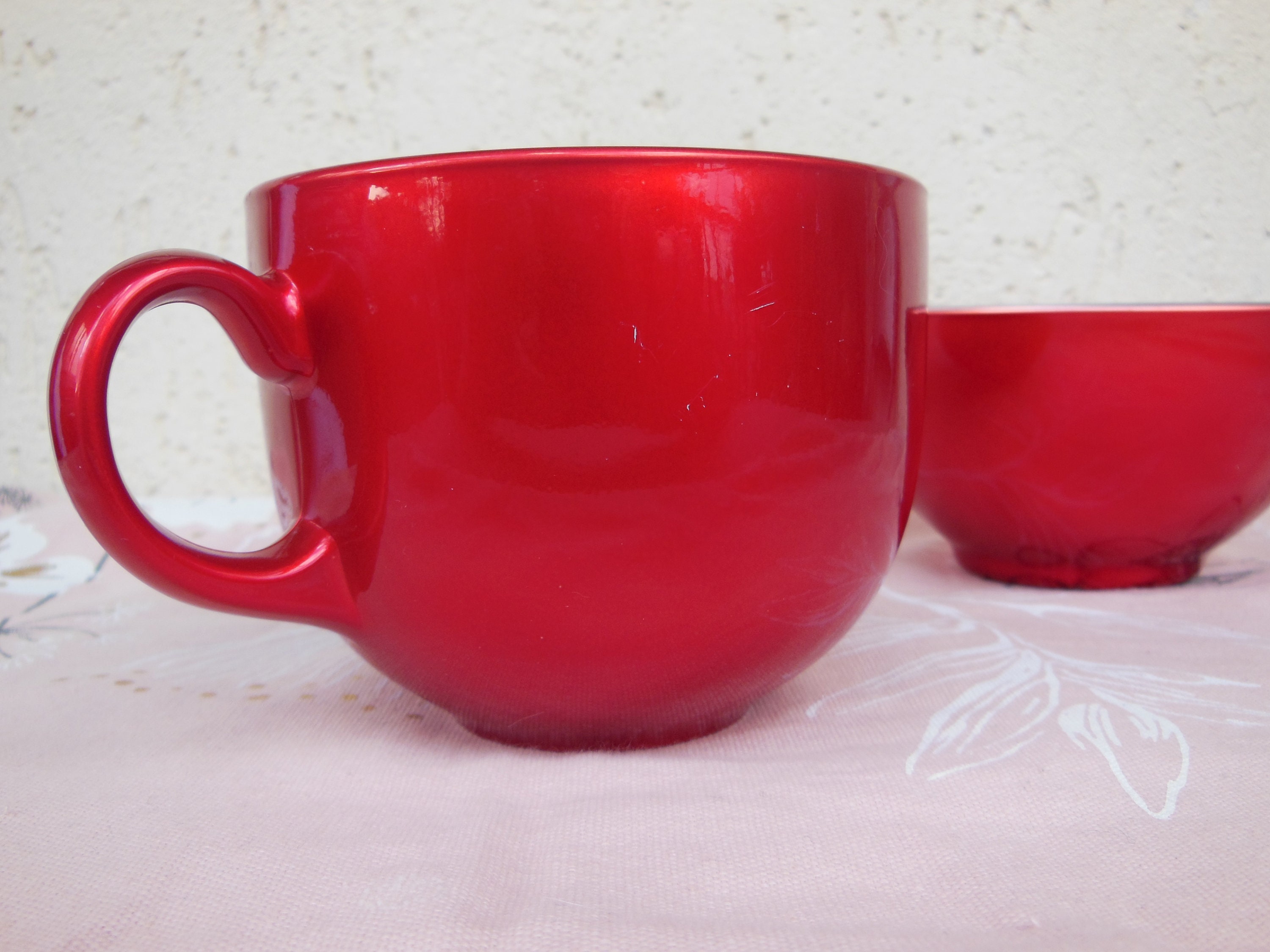 Beautiful Set in Red , Luminarc (france) Christmas Set , Cup and Bowl ...