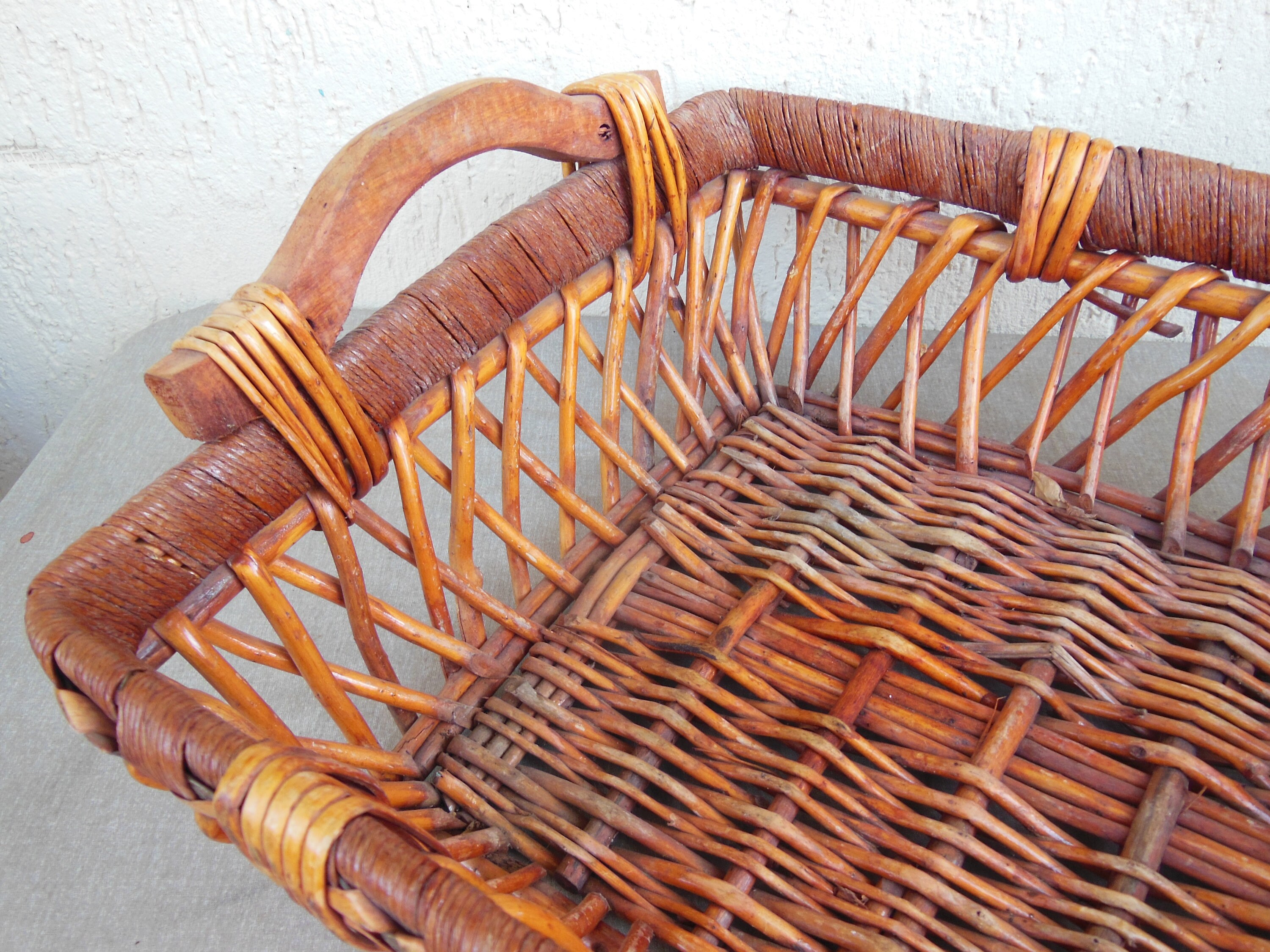 Basket , Vintage Large Paneer , Large Wicker Basket , Large Wooden ...