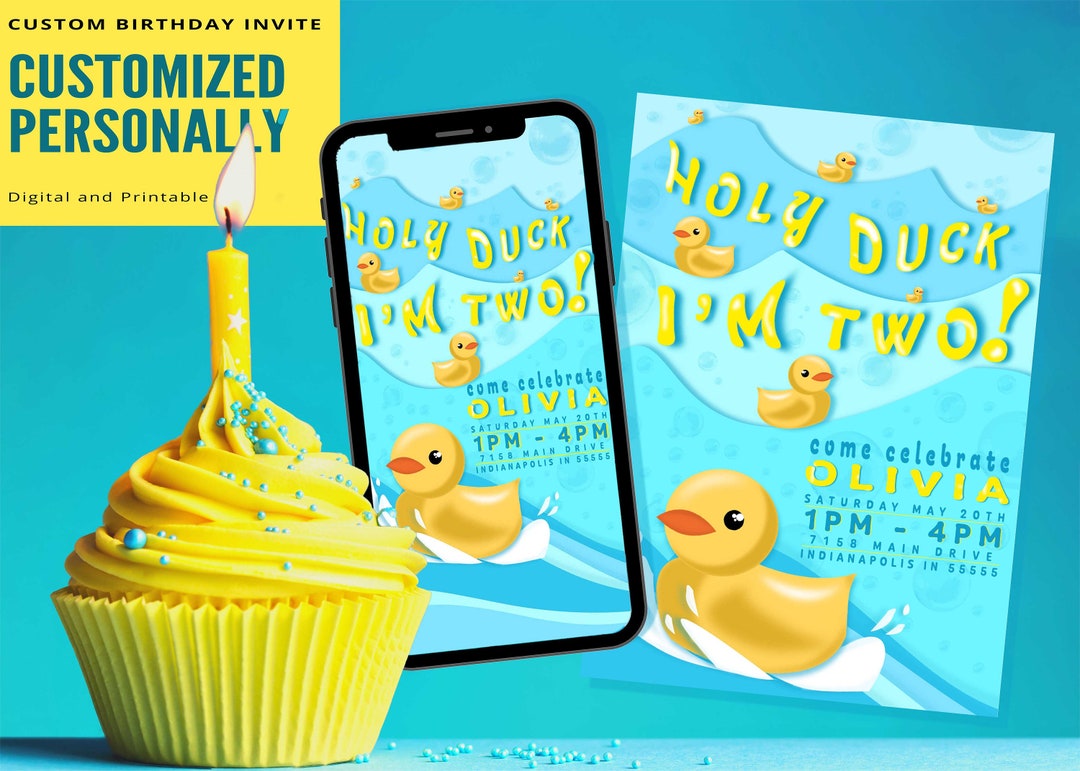 Invitación de cumpleaños de pato - Digital e imprimible - "Holy Duck ...