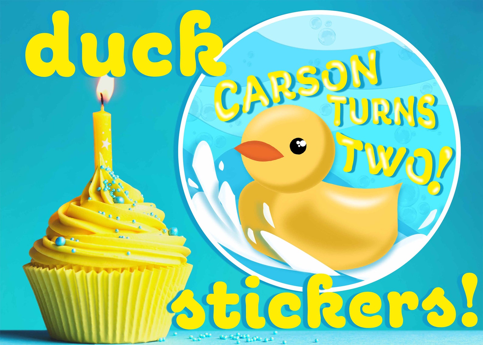 Duck Birthday Sticker Turning Two Personalized Sticker - Etsy