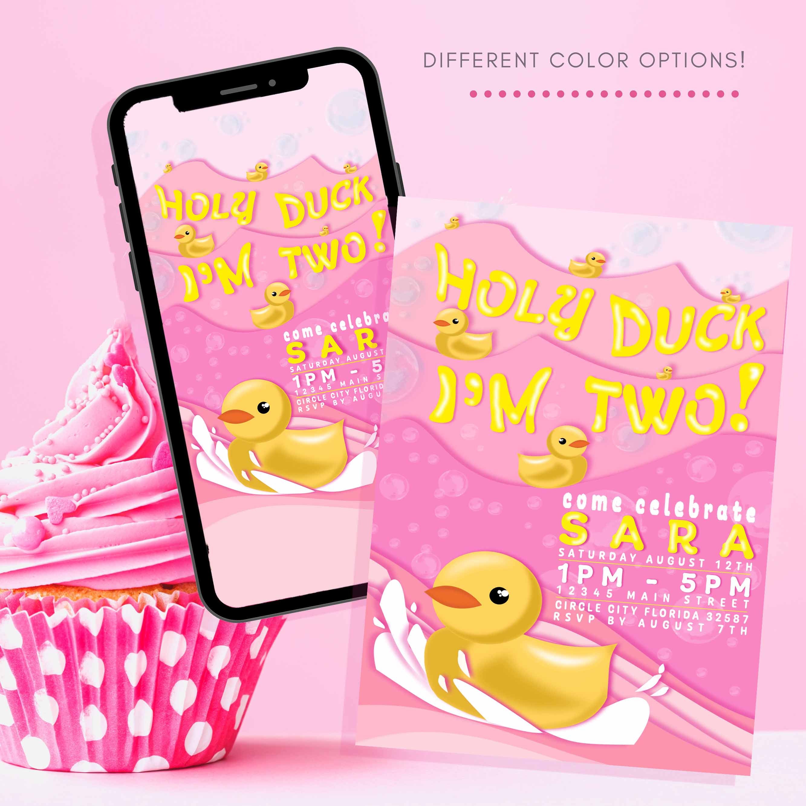 Duck Birthday Invitation - Digital and Printable - "holy Duck I'm Two ...