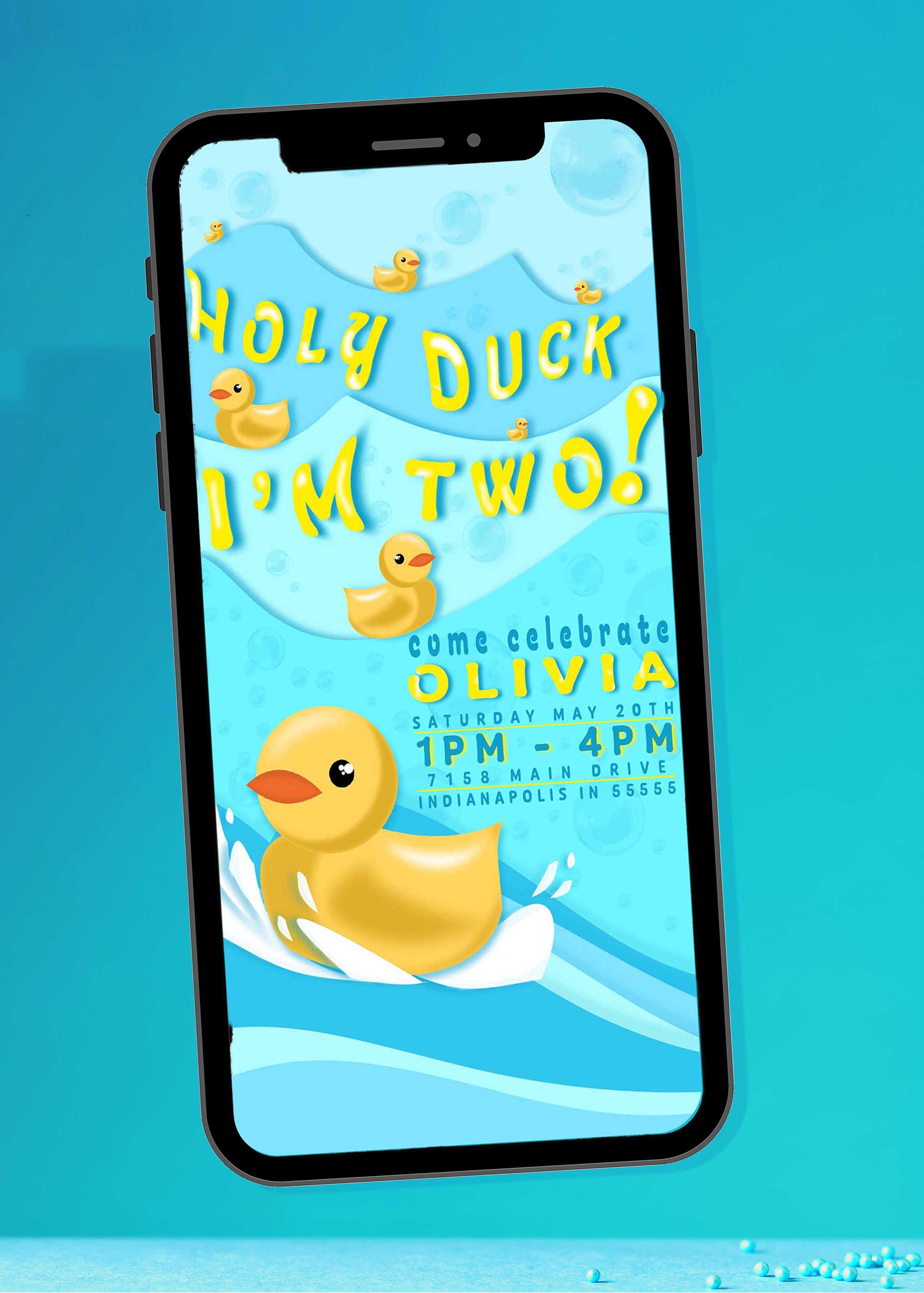 Duck Birthday Invitation - Digital and Printable - "holy Duck I'm Two ...