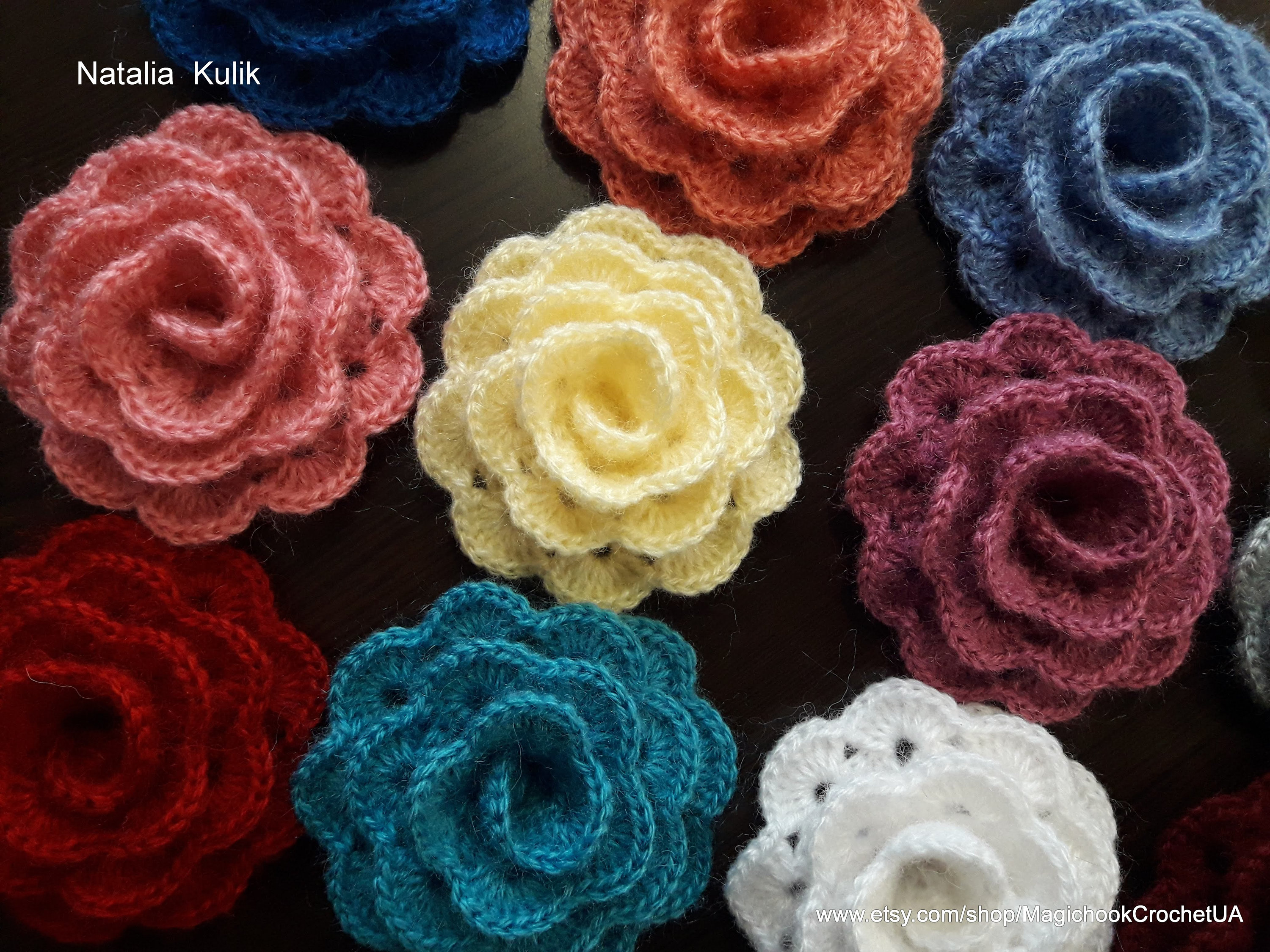 Gehäkelte Blumen Applikation 3D Große Rose irisch | Etsy