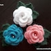 Crocheted Small Rose With Green Leaves3d Crochet Flowers - Etsy