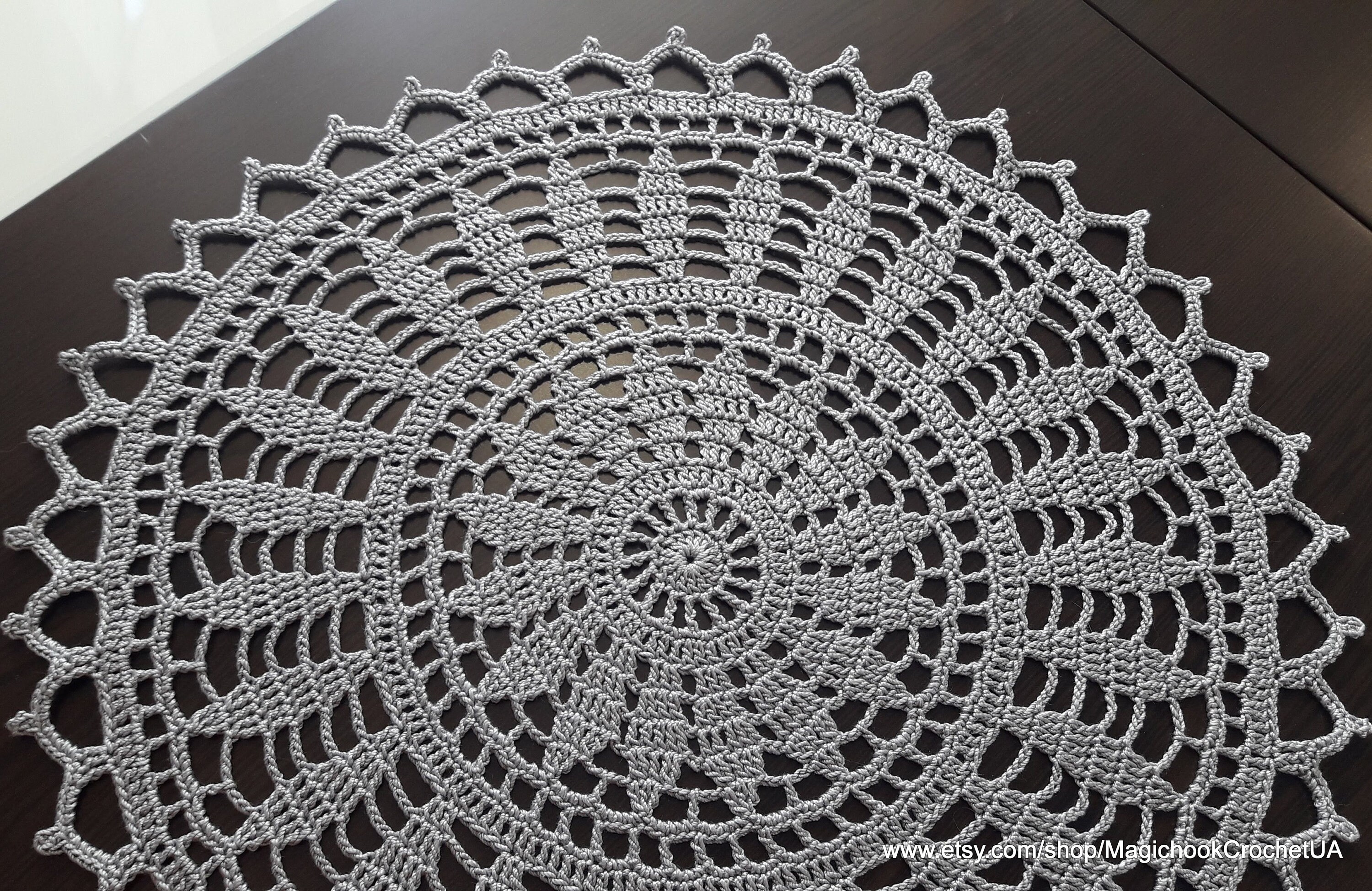 Crocheted Gray Doily for Table Decor Handmade Home - Etsy