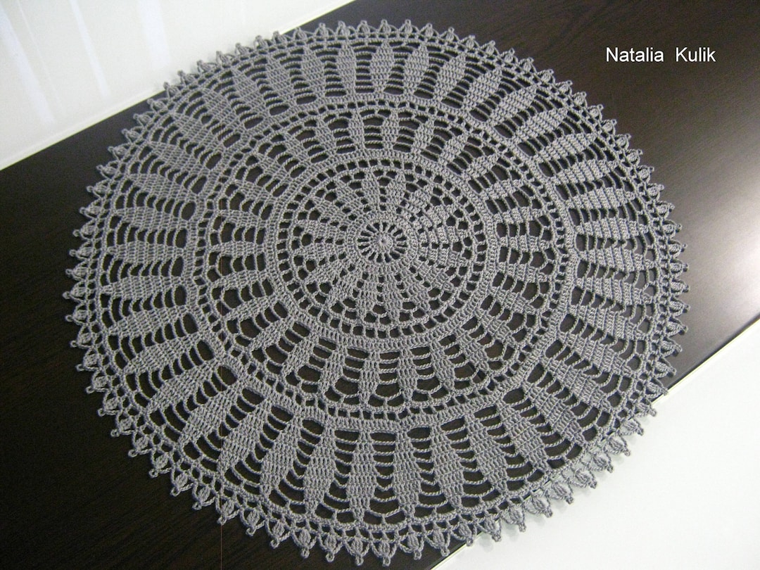Crocheted Gray Doily for Table Decor, Handmade Home Decoration, Crochet ...