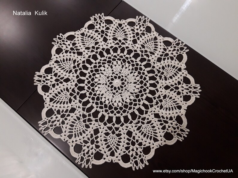 Crochet Doily Lace Round Doilies Light Вeige Knitted Napkin Crocheted ...