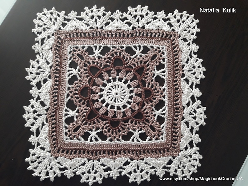 Crochet Square Doily Beige Brown Crocheted Lace Doilies - Etsy