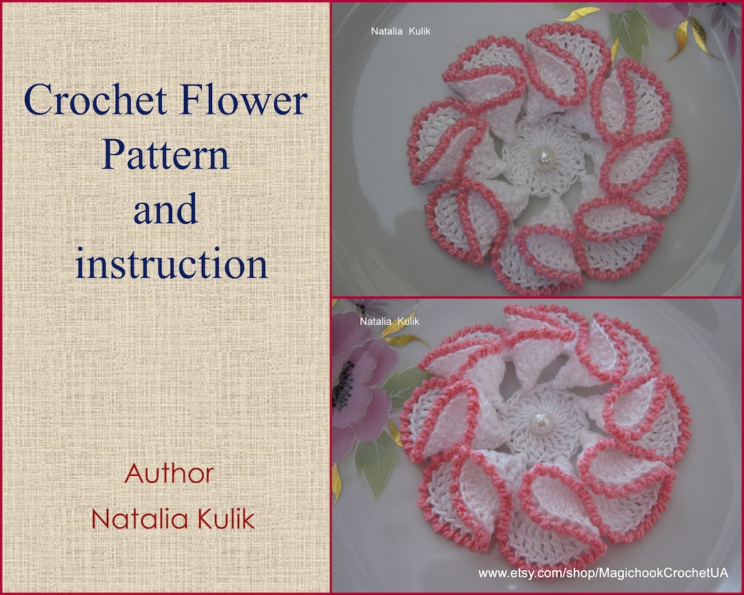 Crochet Flower Pattern PDF, Crochet Rose Pattern PDF, Pattern 3D Rose ...