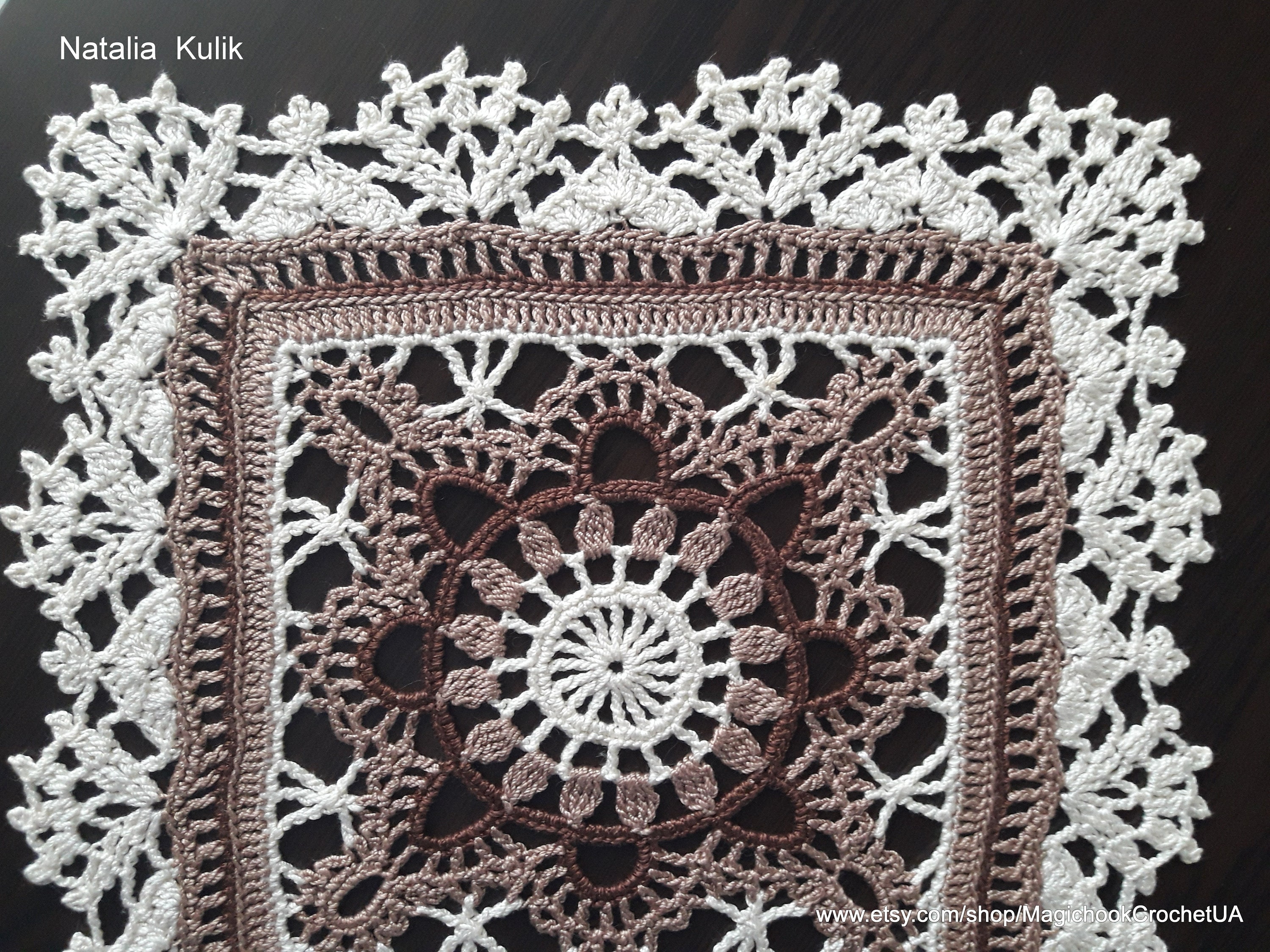 Crochet Square Doily Beige Brown Crocheted Lace Doilies - Etsy