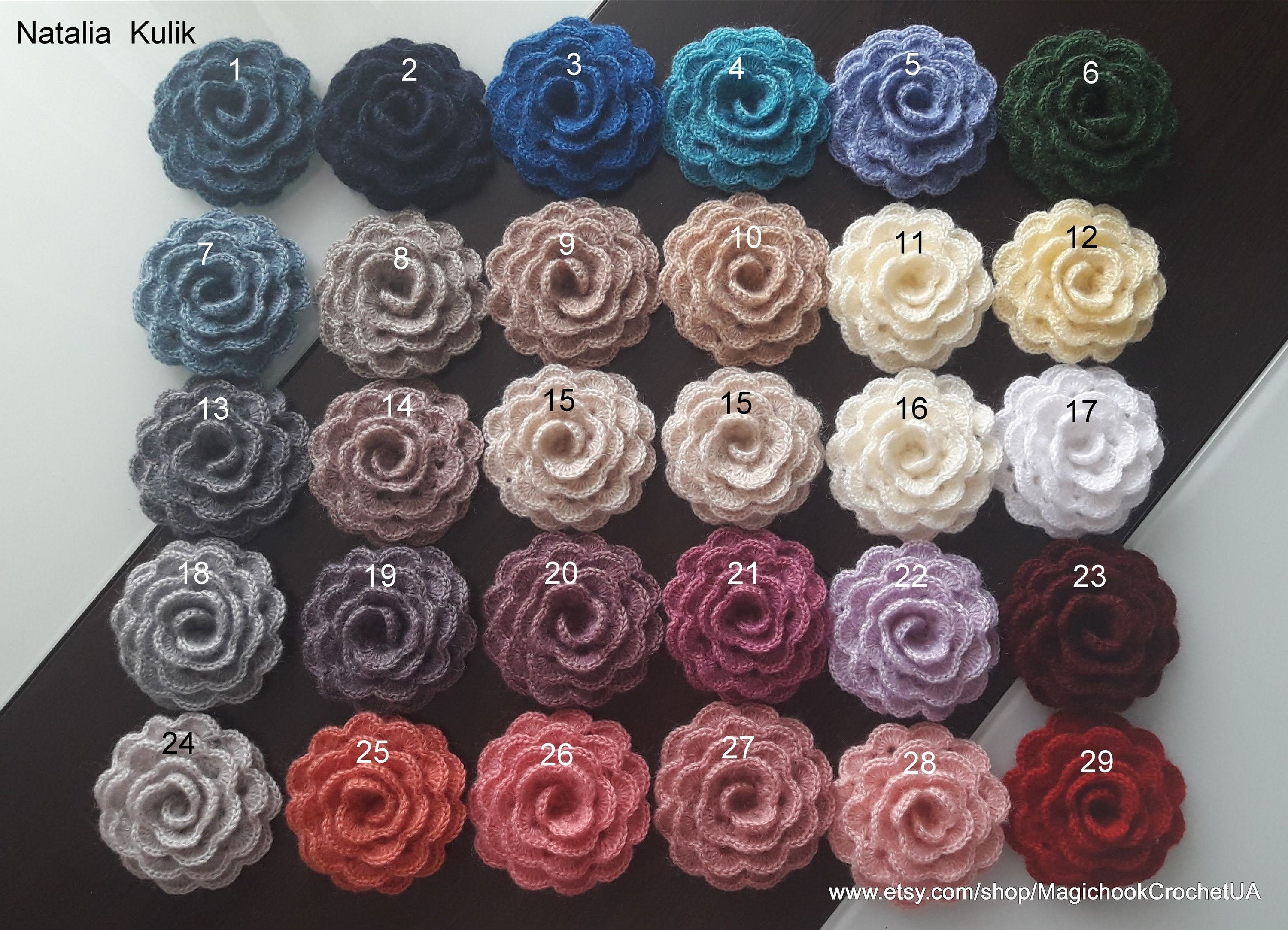 Crocheted Small Rose With Green Leaves3d Crochet Flowers - Etsy