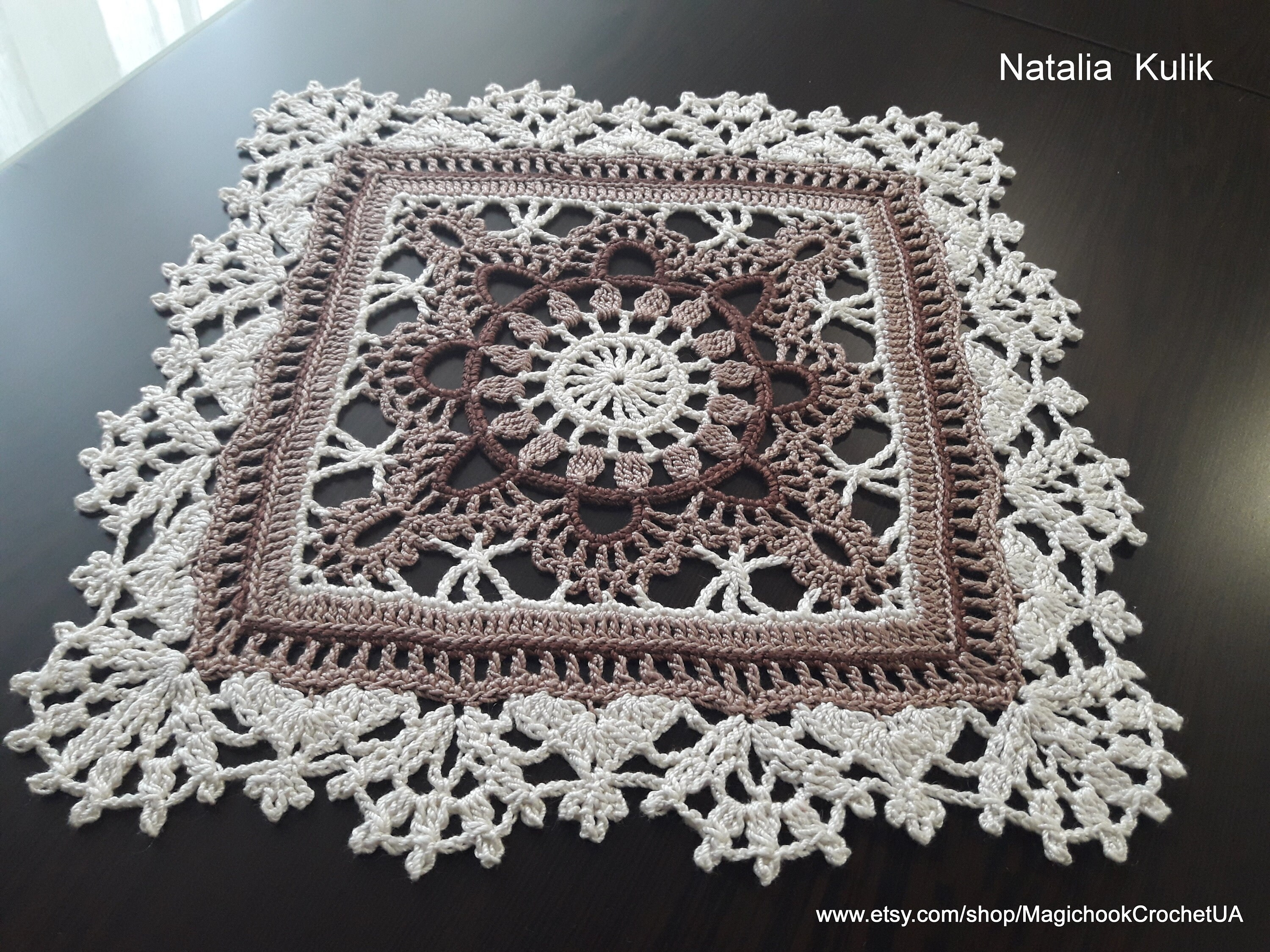 Crochet Square Doily Beige Brown Crocheted Lace Doilies - Etsy