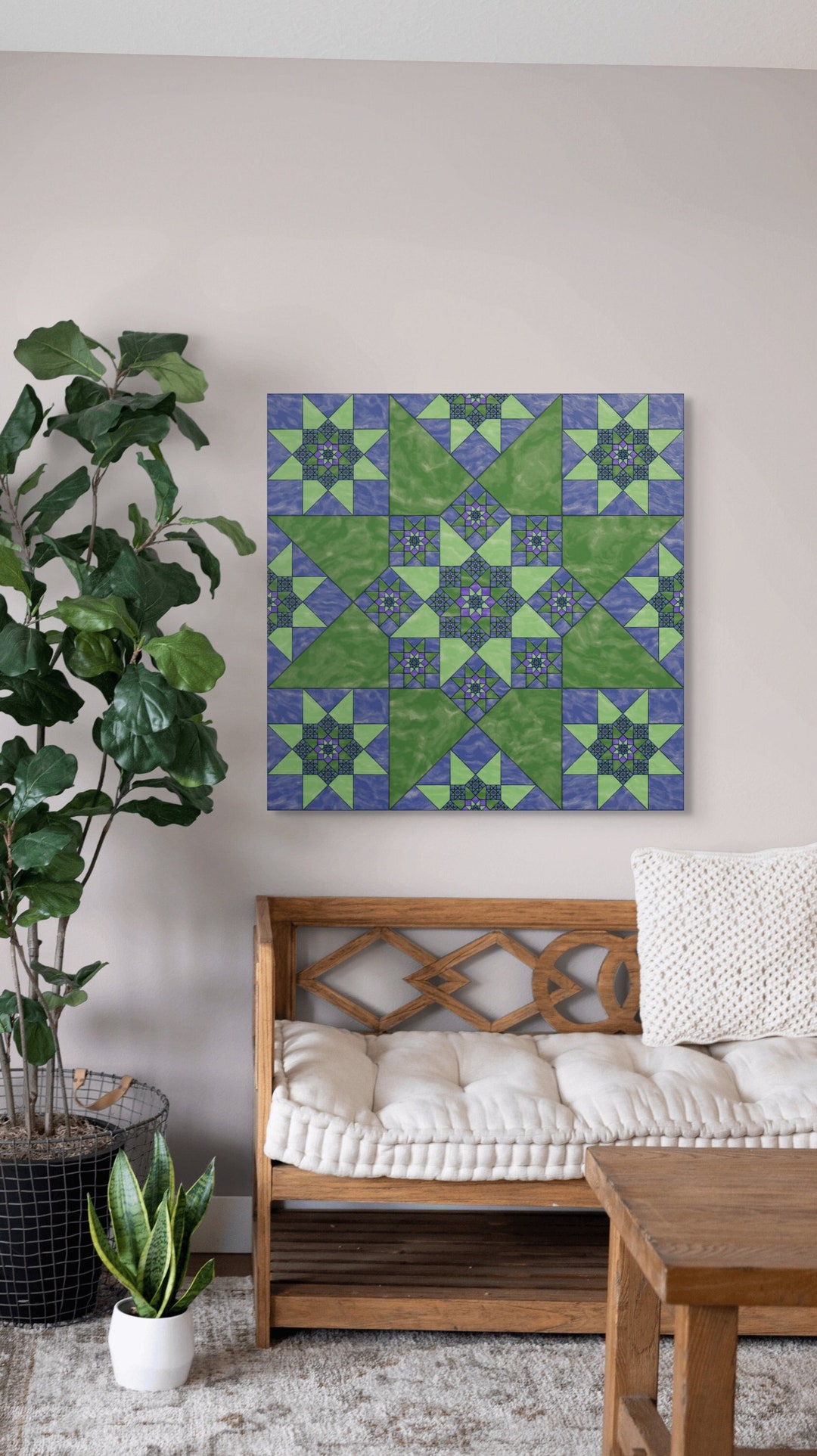 Gift for Quilter Geometric Quilt Square Art Print for Quilting Room ...