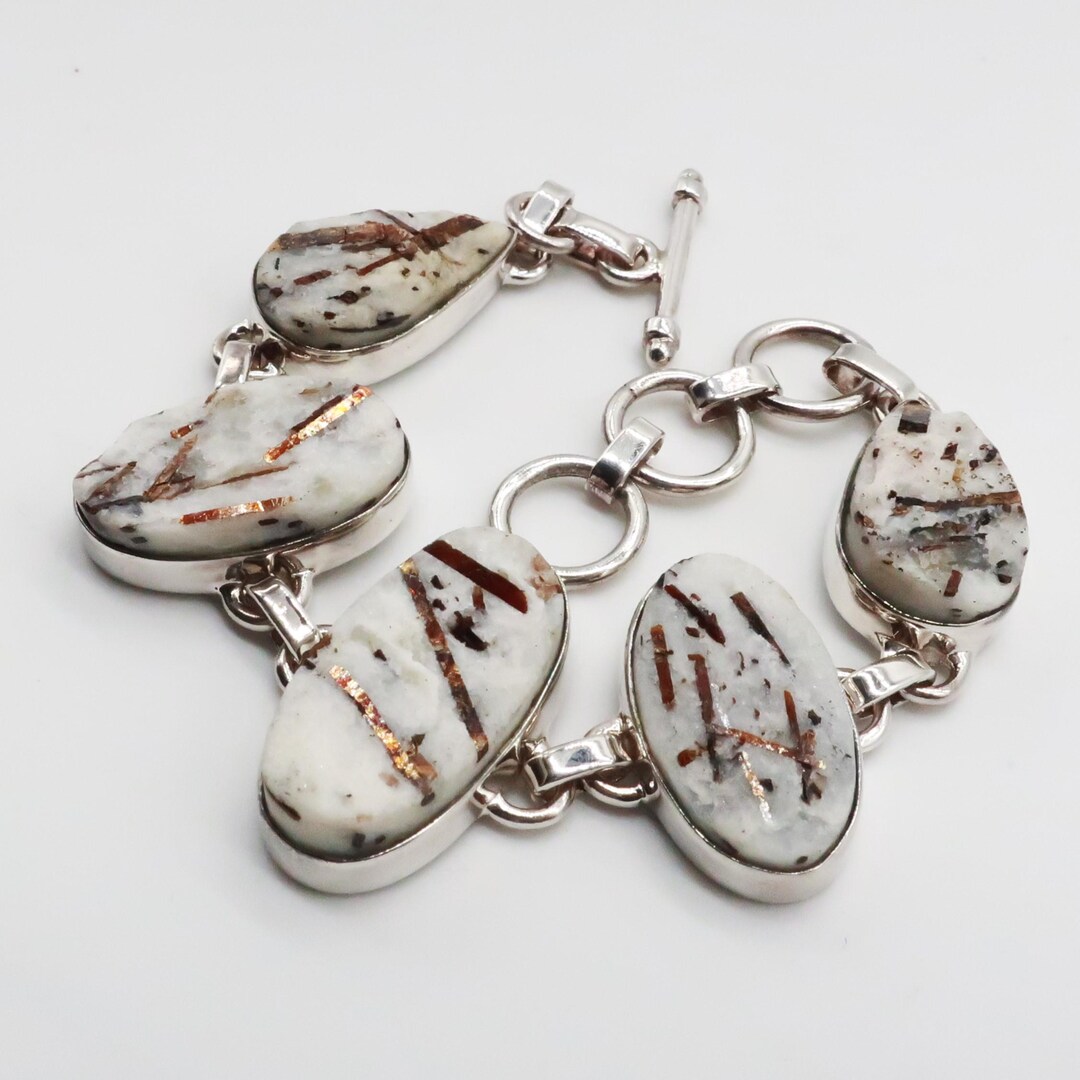 Rough Astrophyllite Sterling Silver Bracelet, 7 3/4 Inches, Stone 15 X ...