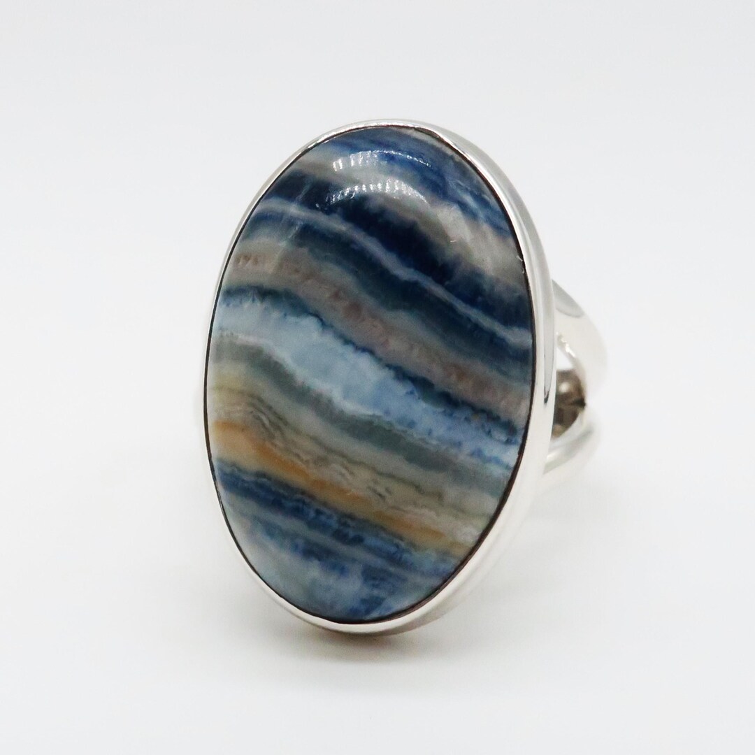 Blue Scheelite/sterling Silver Ring, Stone Size is 20 X 13 Mm, Size is ...