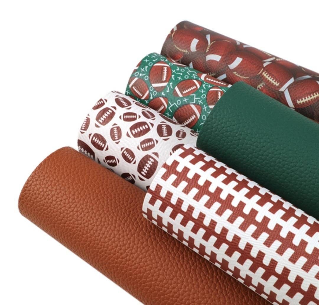Football Set of 6 Pieces Faux Leather Sheets, Fall Synthetic Leather ...
