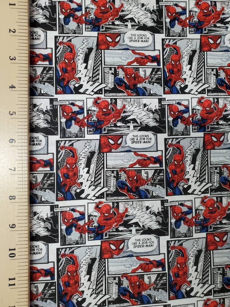 Marvel Spiderman Comic Packed Superhero Cotton Fabric by the Yard or 1/ ...