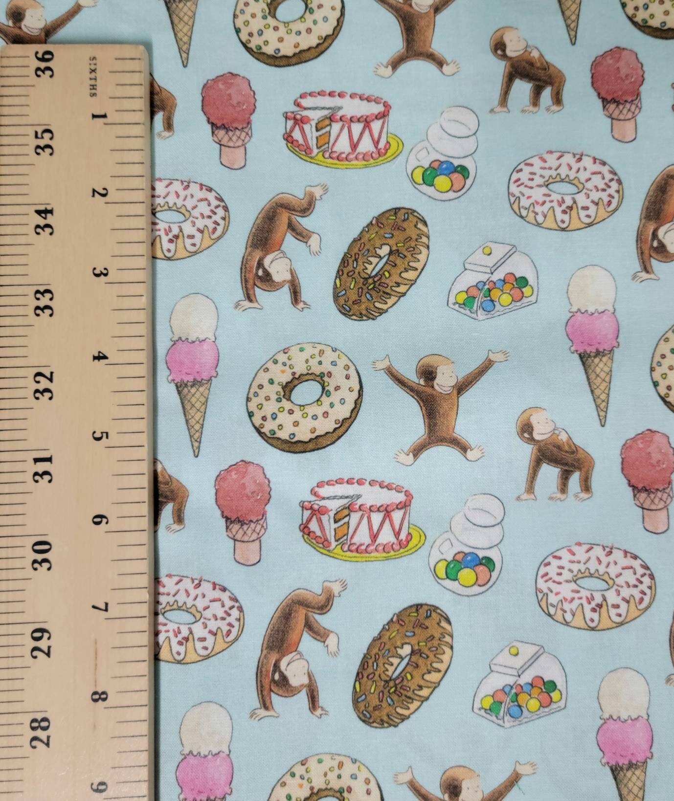 Curious George Cotton Fabric by the Yard, Half Yard, Fat Quarter ...