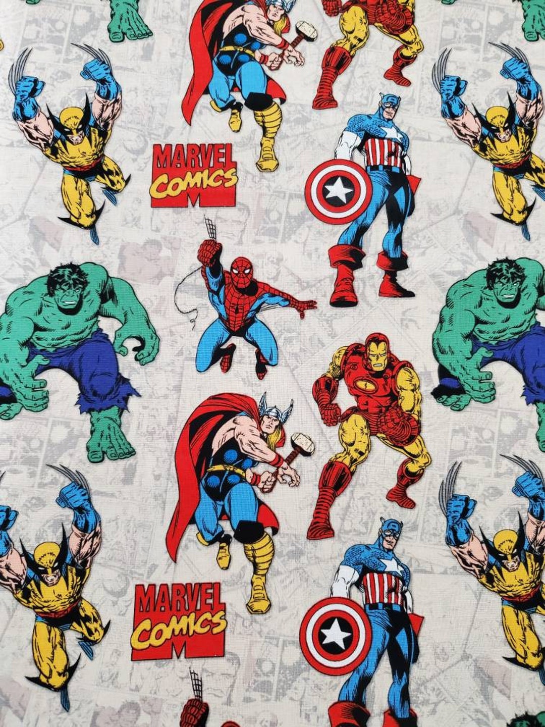 Marvel Comics Avengers 100% Cotton Fabric by the Yard or 1/2 Yard or ...