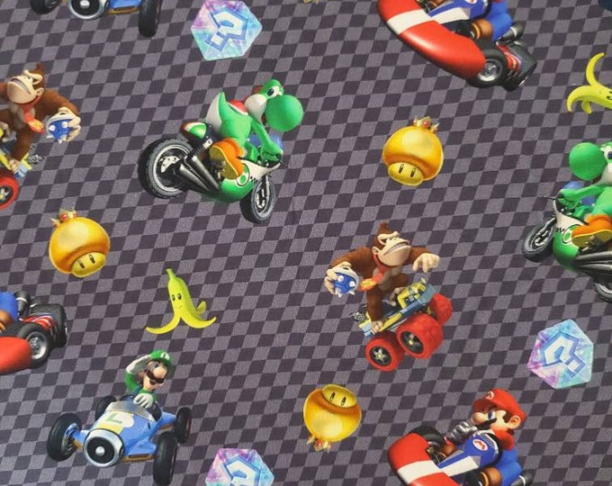 MARIO KART FABRIC Sold by the Half Yard Continuous Cut 100% Quilting ...