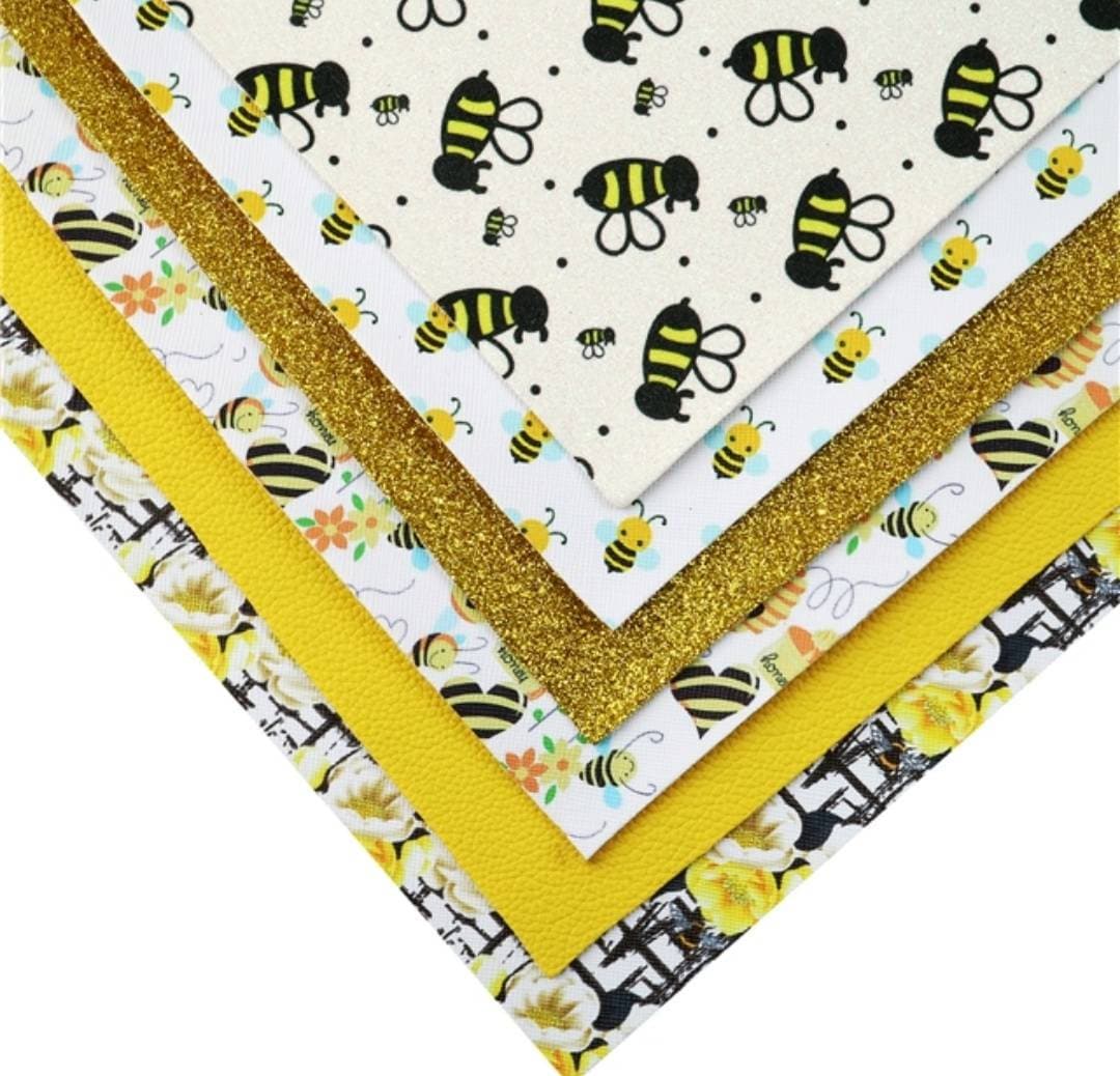 Yellow Bee Set of 6 Pieces Faux Leather Sheets Fall Synthetic - Etsy