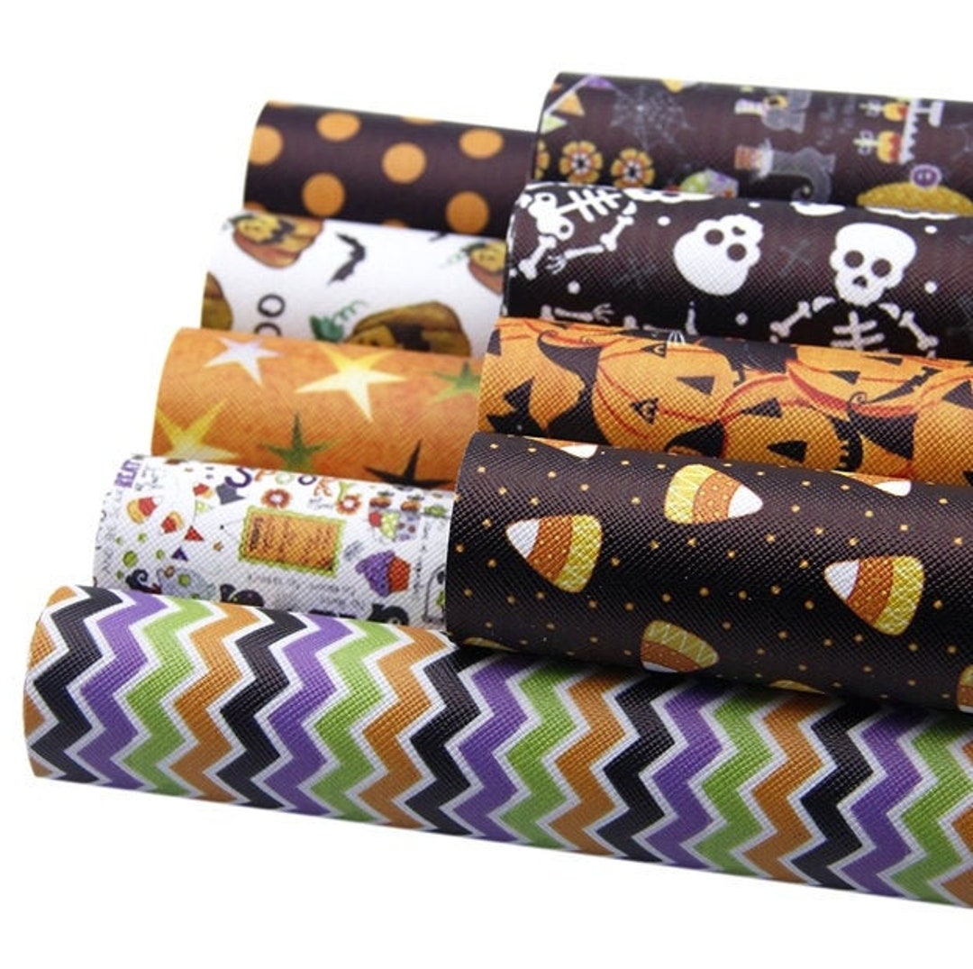 Halloween Set of 9 Pieces Faux Leather Sheets, Fall Synthetic Leather ...