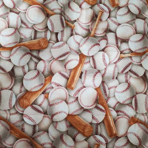 Baseballs & Bats Sports Cotton Fabric by the Yard - Etsy