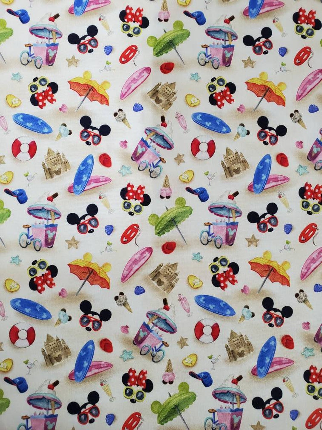 Stretchy Small Scale Magical Mouse Summer Days Cotton Lycra Fabric by ...