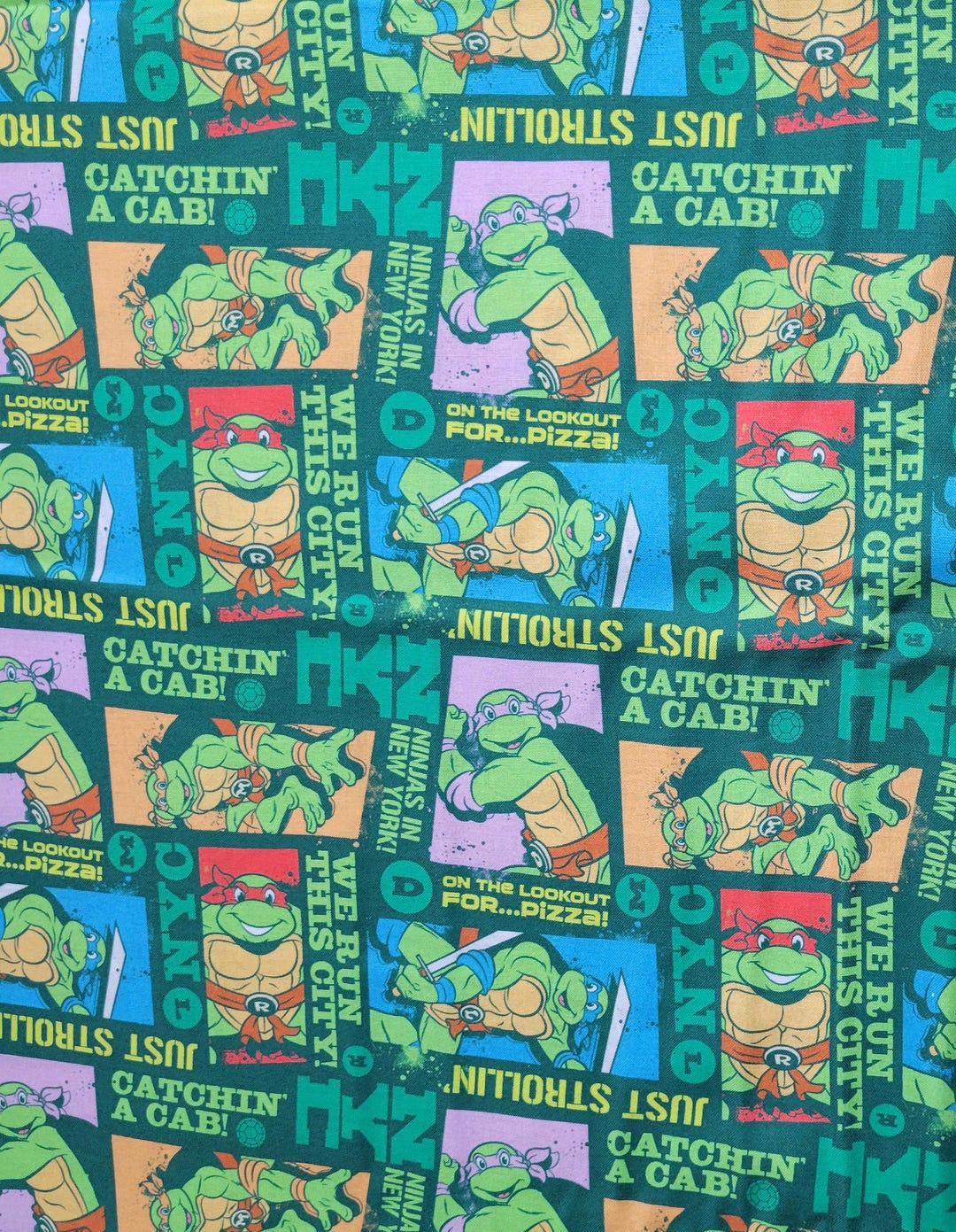 Teenage Mutant Ninja Turtles Run This City Cotton Fabric by the Yard or ...