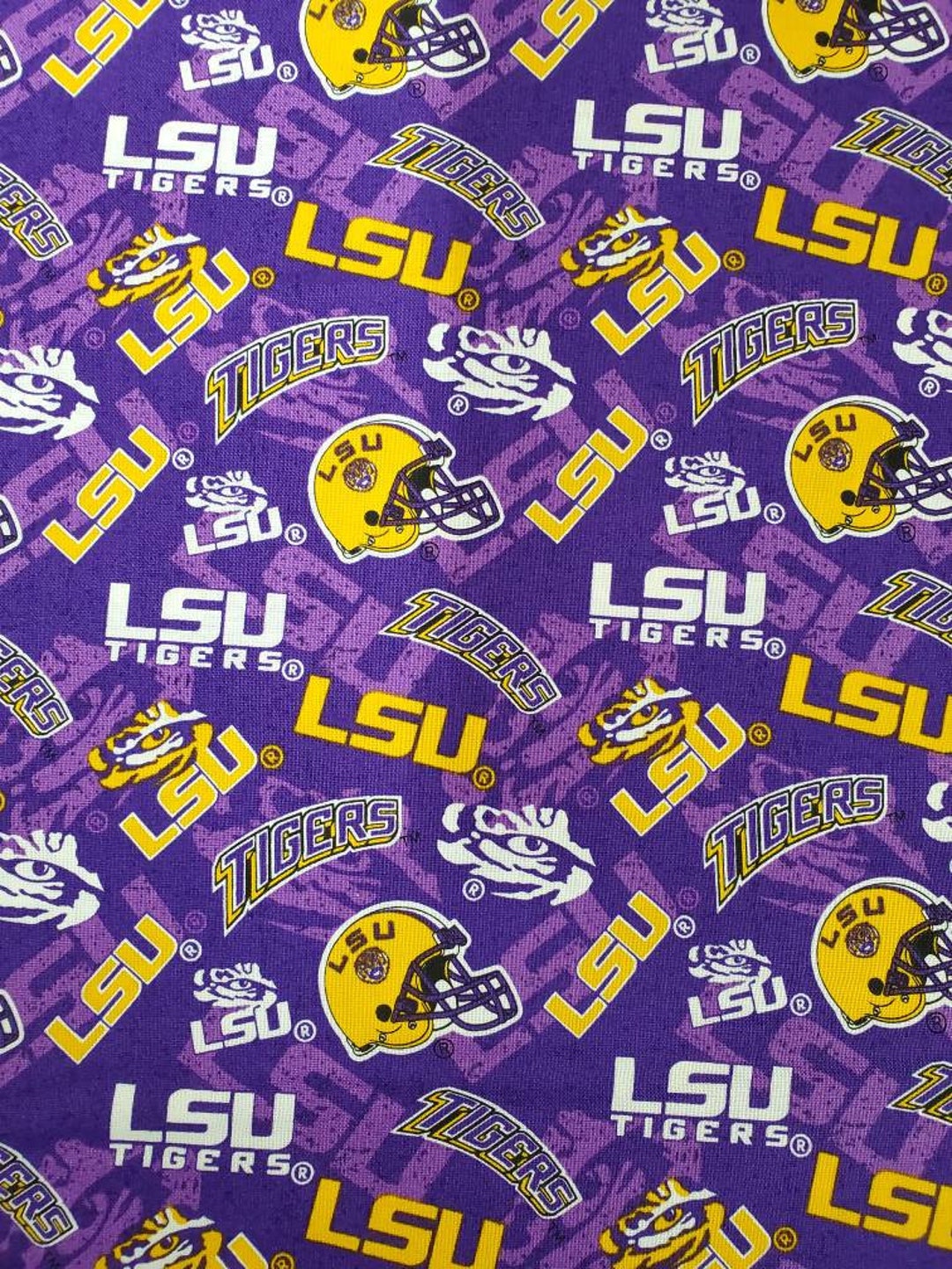 LSU Football Fabric by the Yard , 1/2 Yard , or Fat Quarter Louisiana ...