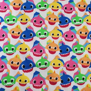 Baby Shark Family Packed Cotton Fabric by the Yard, Half Yard, Fat ...