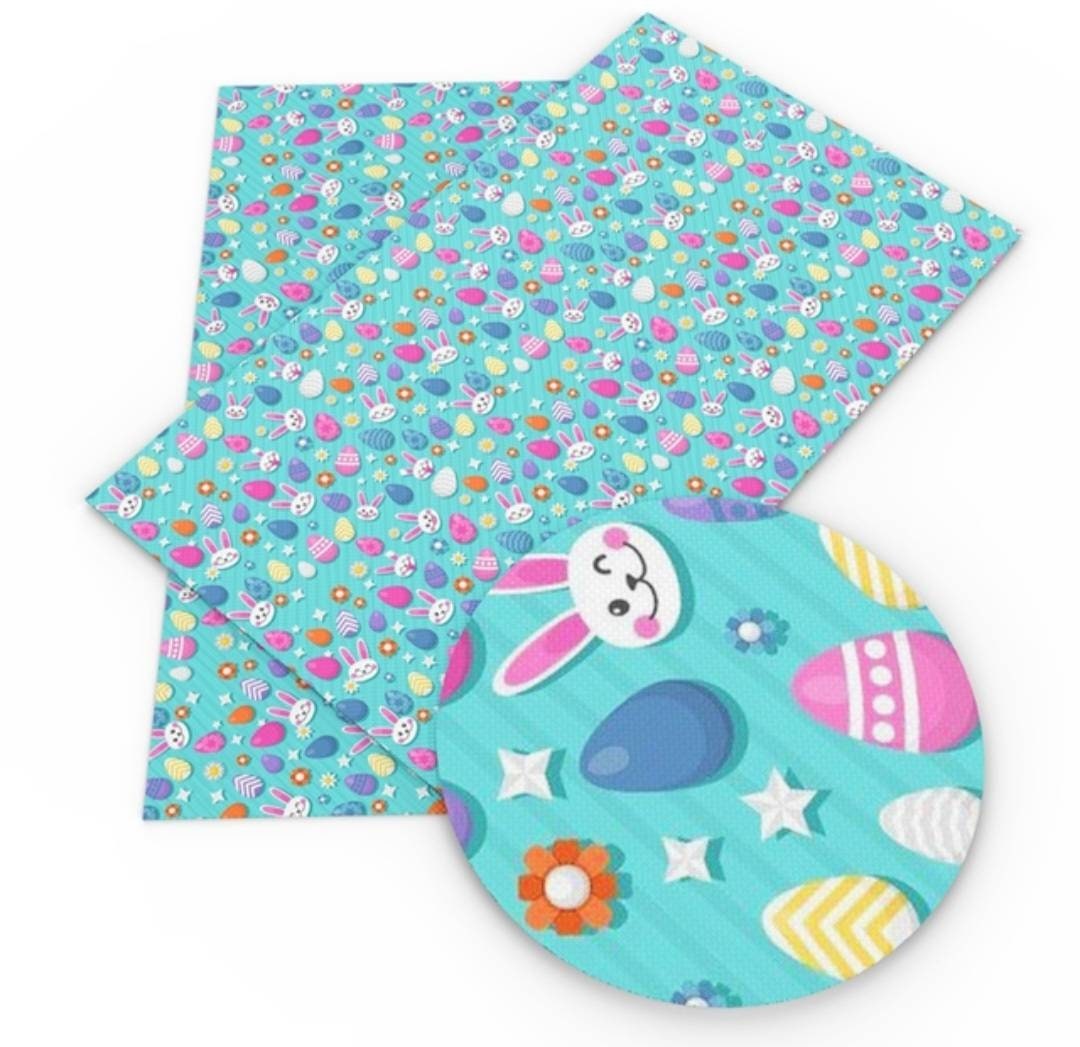 Easter Egg and Bunny Toss Faux Leather Sheets, Synthetic Leather Sheets ...