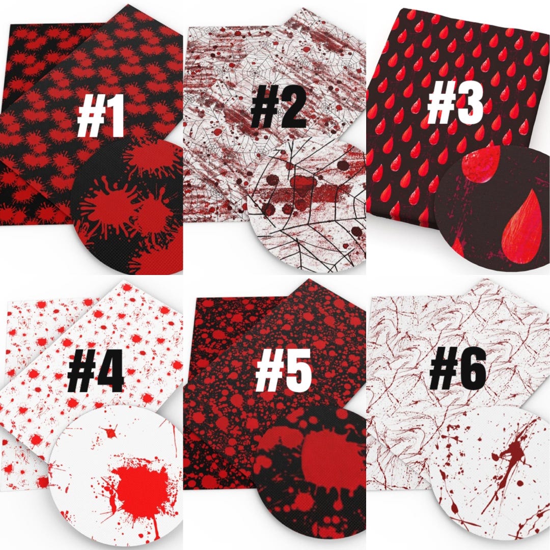 Blood Splatter Vinyl Sheets Faux Leather Sheets, Halloween Synthetic ...
