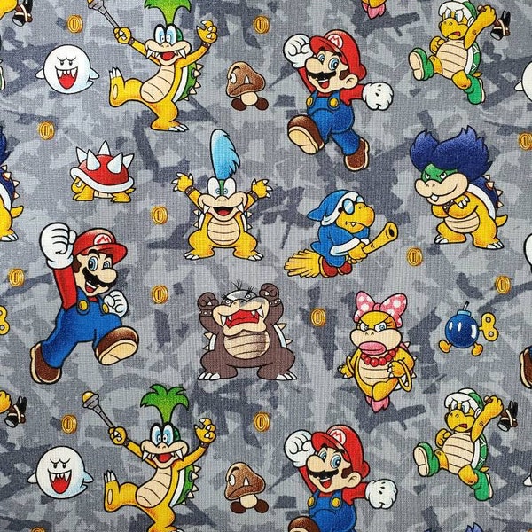 Super Mario Fabric by the Yard - Etsy