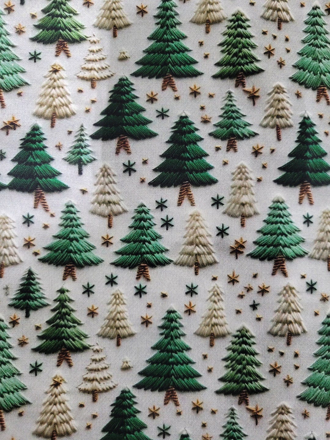 56" Width Christmas Trees 100% Cotton Woven Fabric by Yard or 1/2 or ...