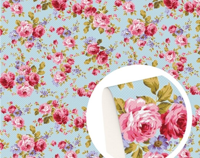 Summer Roses Faux Leather Sheets, Synthetic Leather Sheets, Bow Making ...