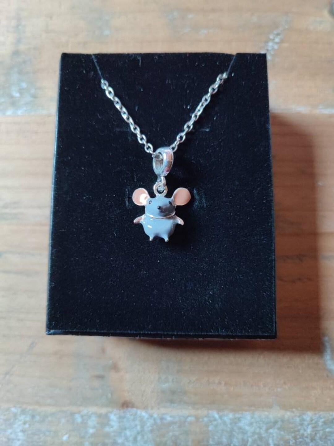 Gray Mouse Necklace Cute Jewelry Small Mouse Necklace With Mouse ...