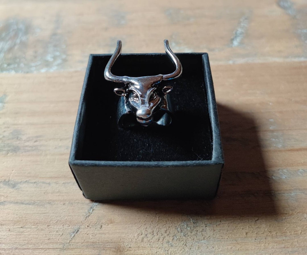 Bull Ring Statement Ring Bull Head Ring Adjustable Ring Viking Punk ...