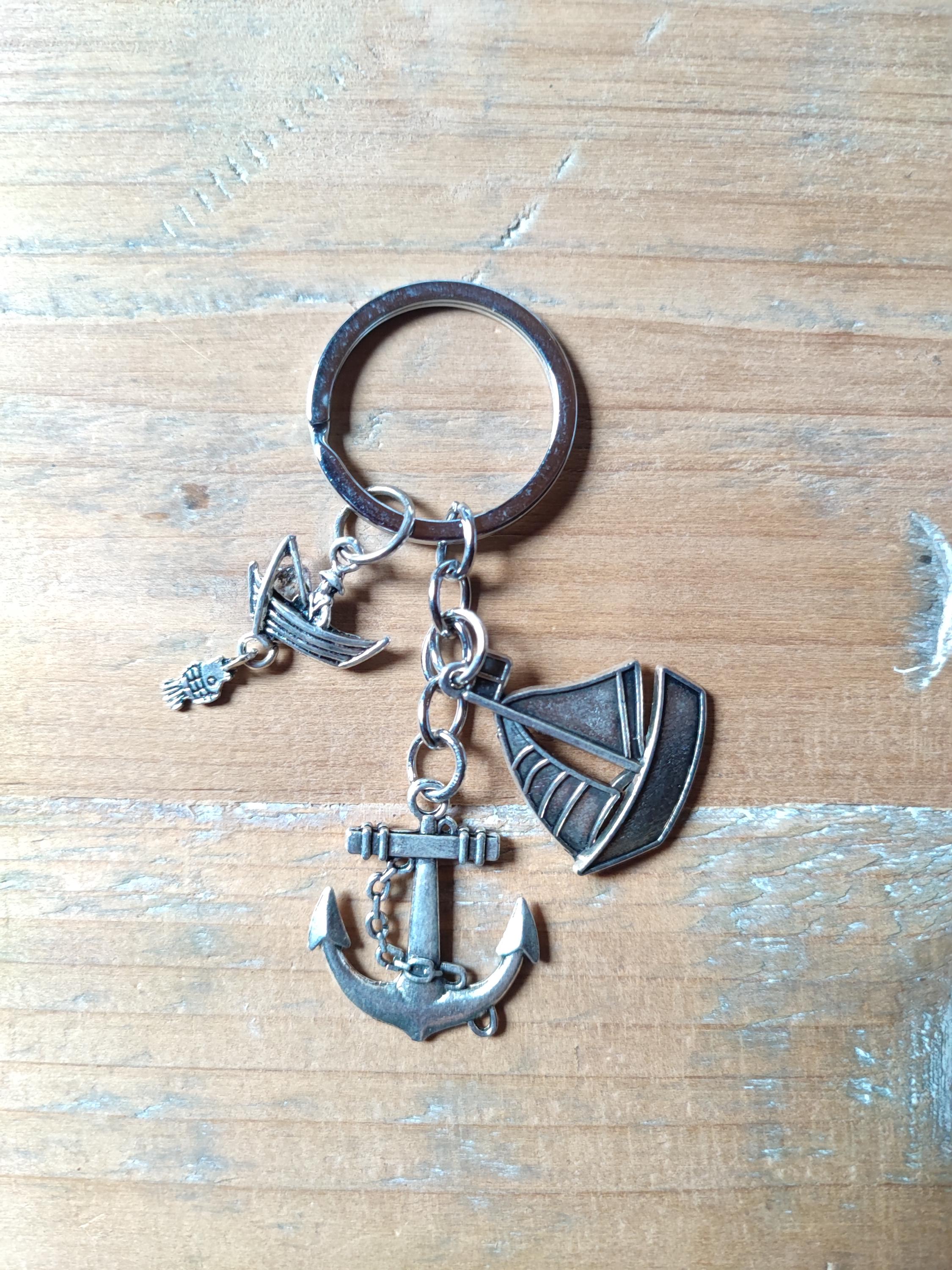 Silver Anchor Keychain Compass Keychain Rudder Boat Accessory Gift Boat ...