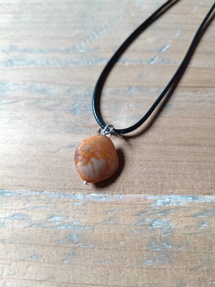Necklace With Shell Pendant Orange Shell Necklace Men Boho - Etsy UK