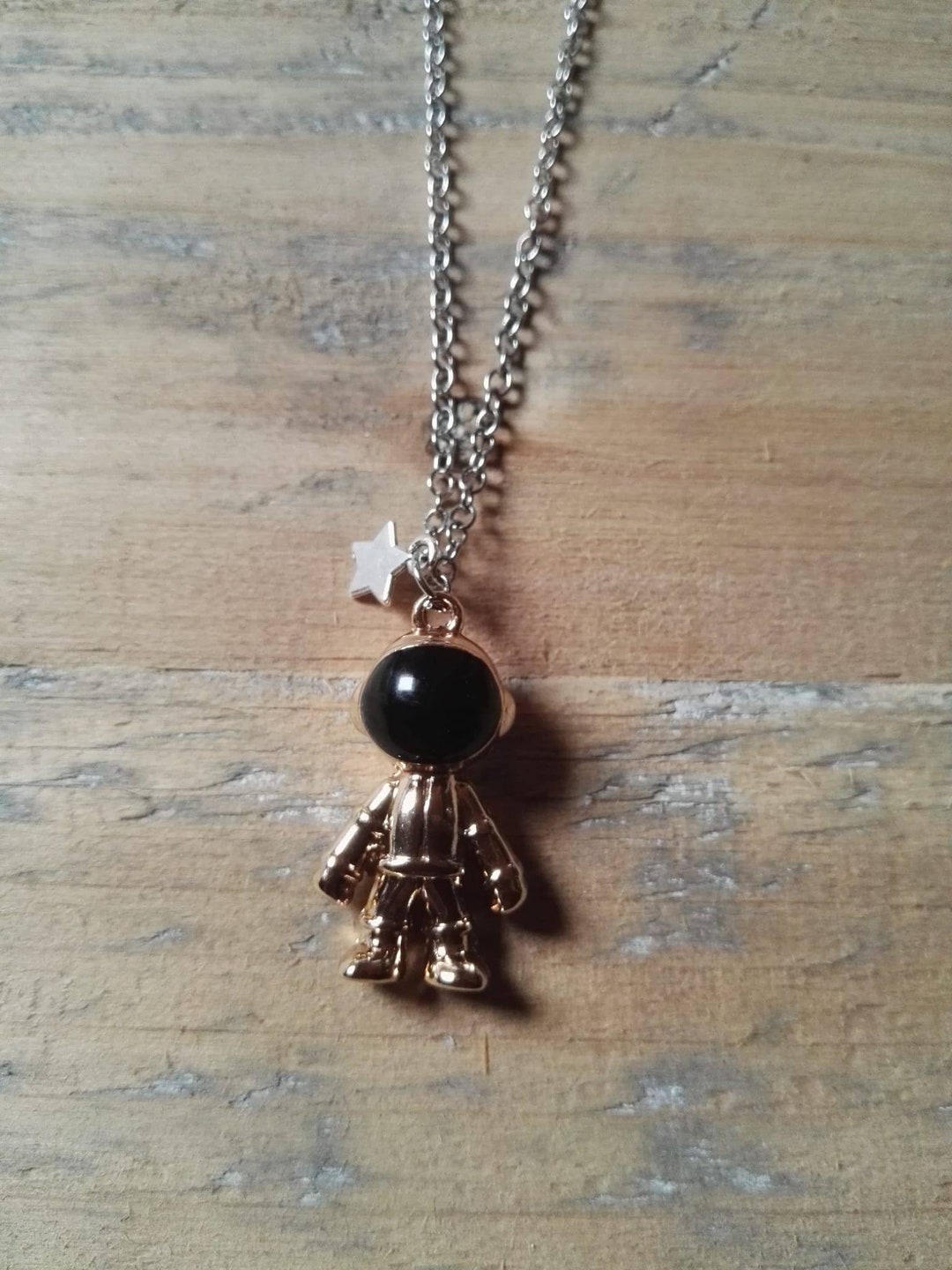 Astronaut Necklace Gold Colored Astronaut Pendant Chrome Necklace for ...