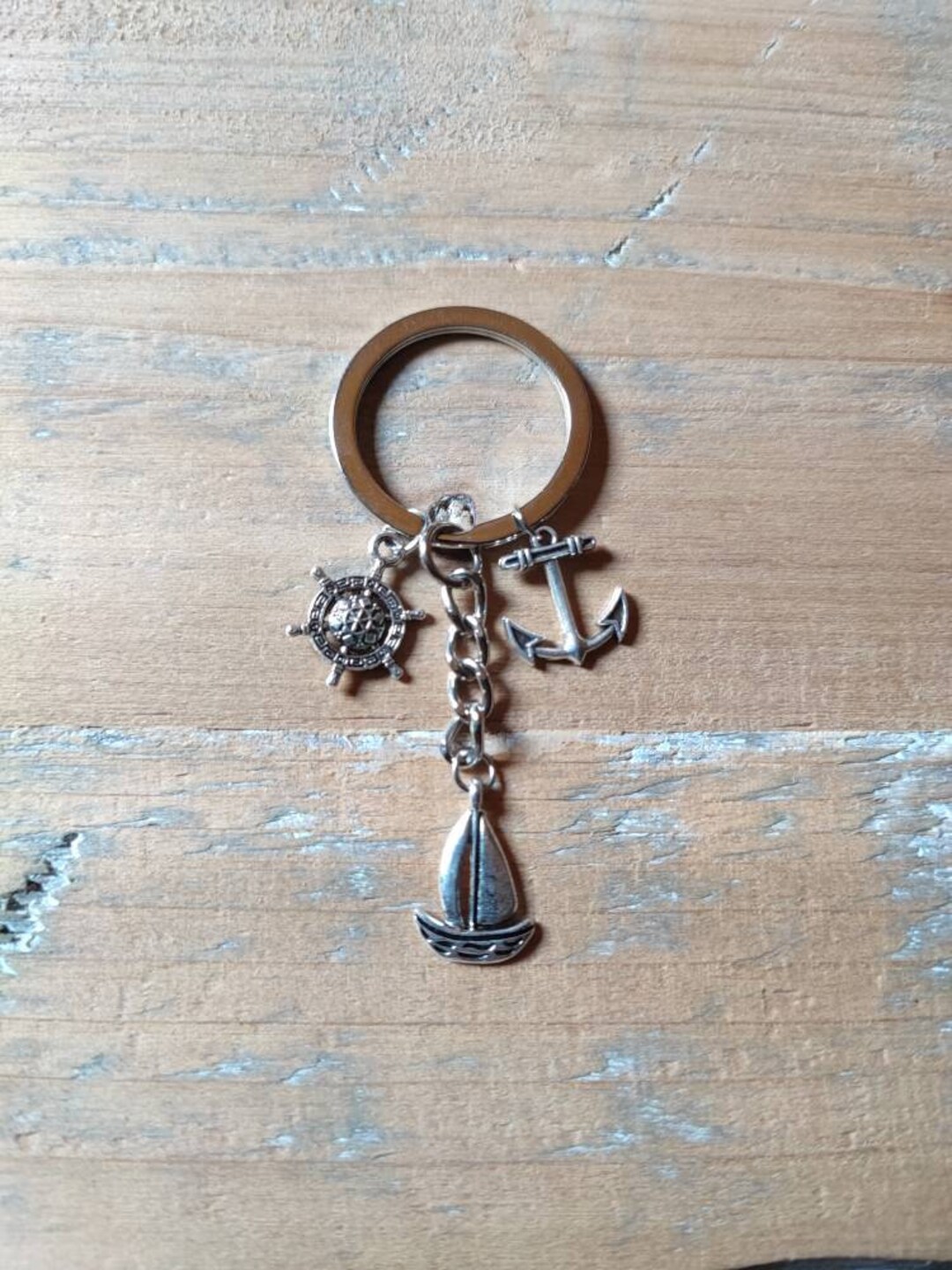 Sailboat Keychain Anchor Rudder Keychain Boat Accessory Gift Boat ...